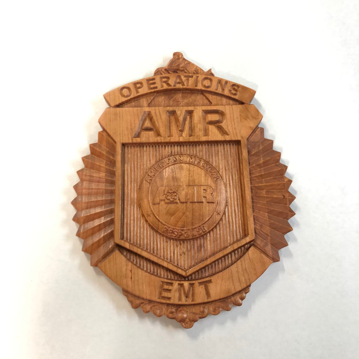 American Medical Response AMR EMS Badge – With The Grain Woodworking CNC