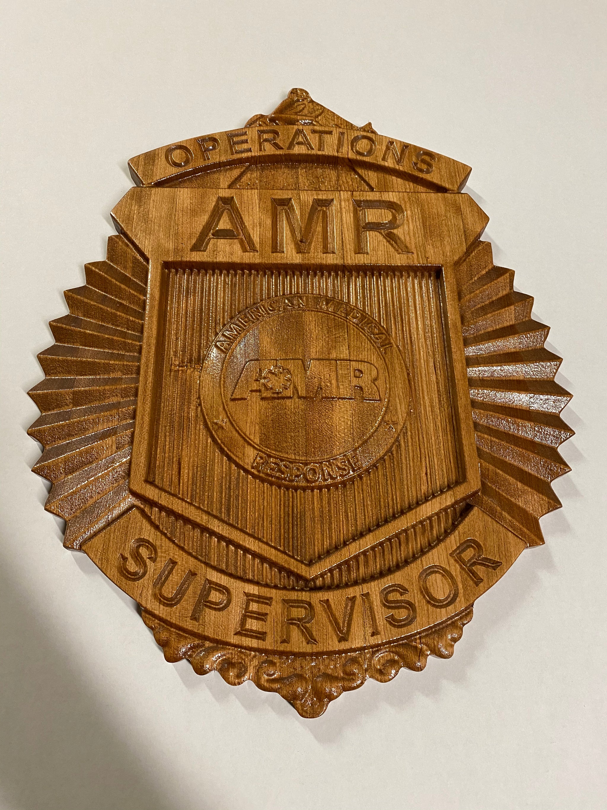 American Medical Response AMR EMS Badge – With The Grain Woodworking CNC
