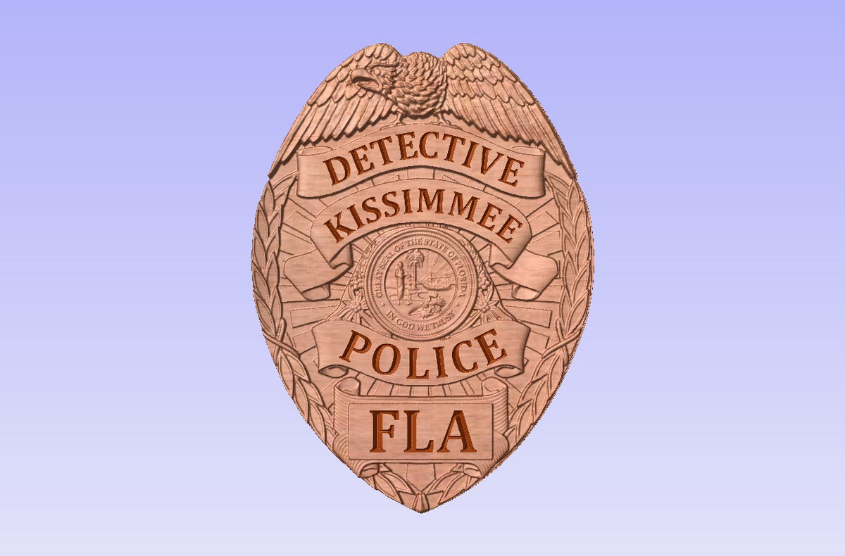 Kissimmee Florida 3D Police Badge – With The Grain Woodworking CNC